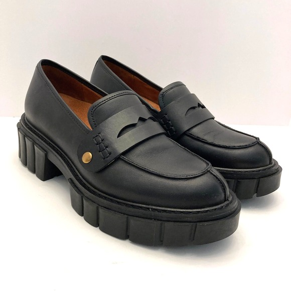Vionic | Shoes | Vionic Elodie Leather Lug Sole Loafers Womens 6 Black ...